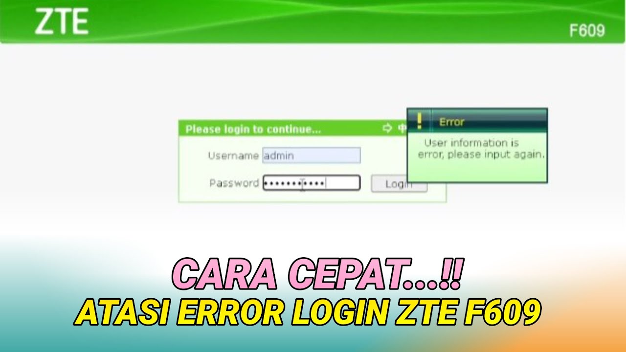 [SOLVED] Cara Mudah Atasi Error Tidak Bisa Login Modem Indihome ZTE ...