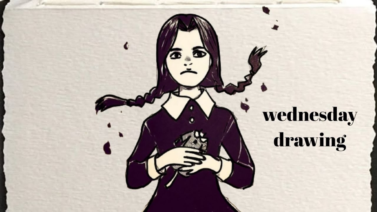 wednesday drawing | wednesday addams drawing filfel drawing - YouTube