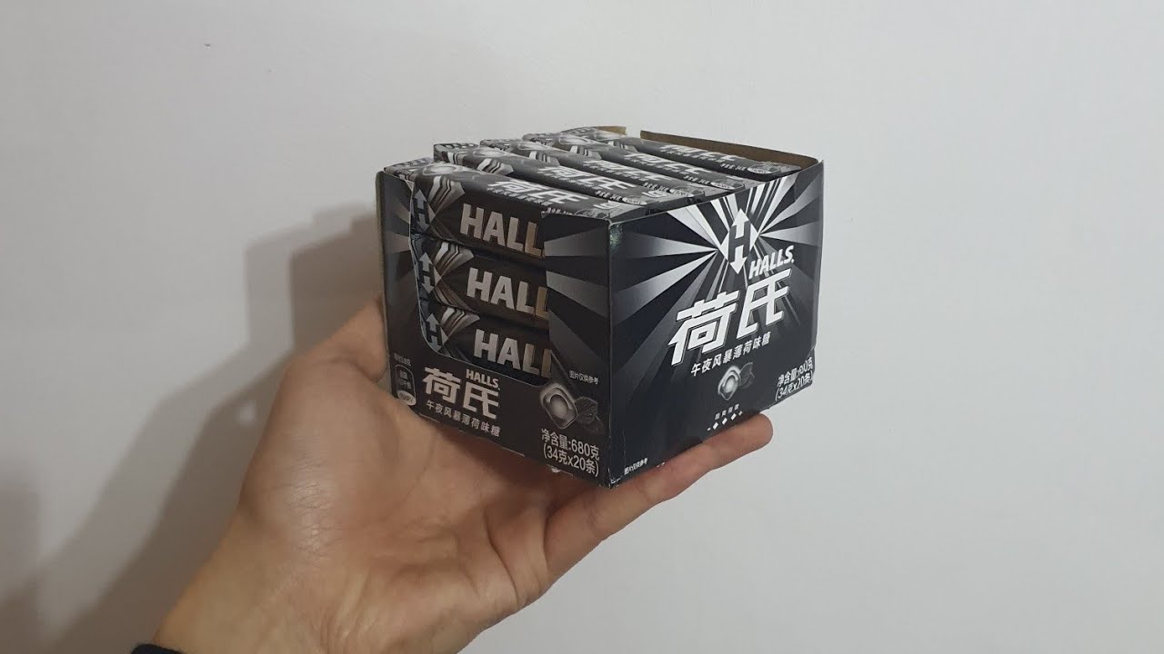 Extra strong mint flavoured candy of HALLS - YouTube