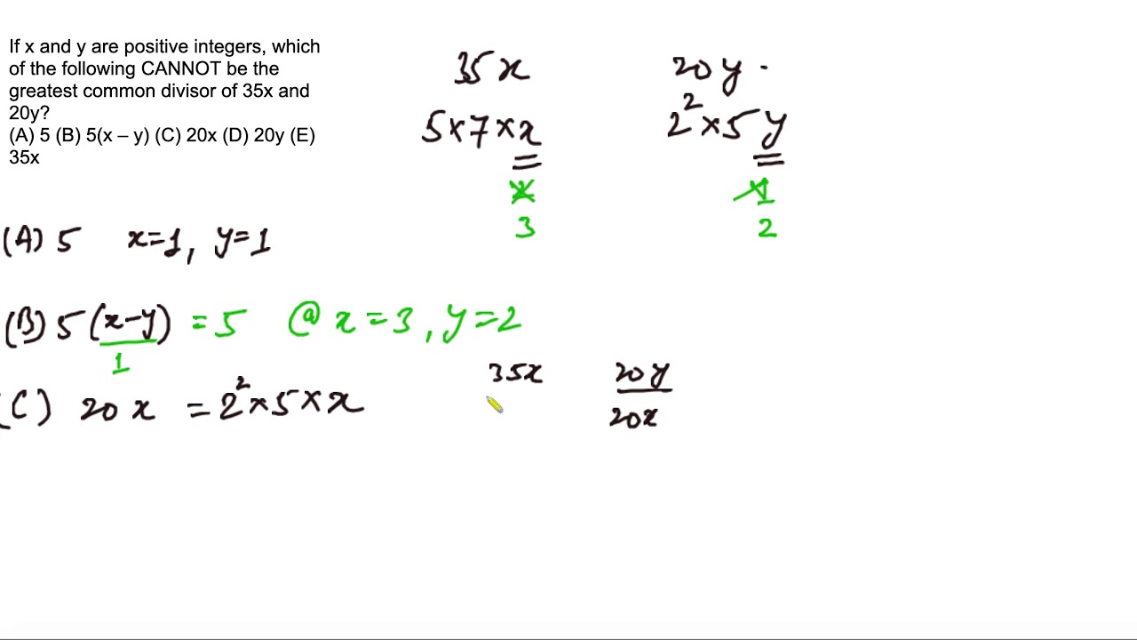 If X And Y Are Positive Integers Which Of The Following CANNOT Be HCF