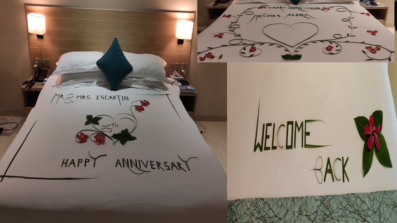 simple bed Decorating ideas || #arlove #honeymoon || welcome bed ...