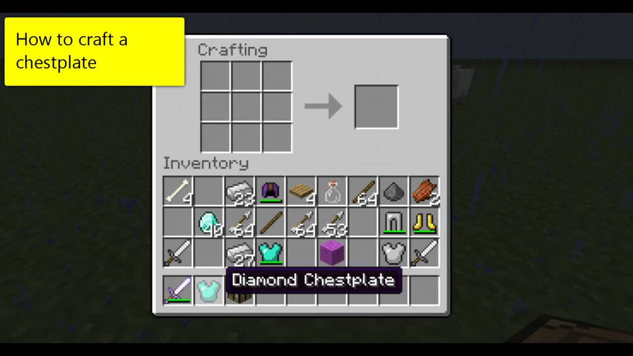 Minecraft How to craft a chestplate - YouTube