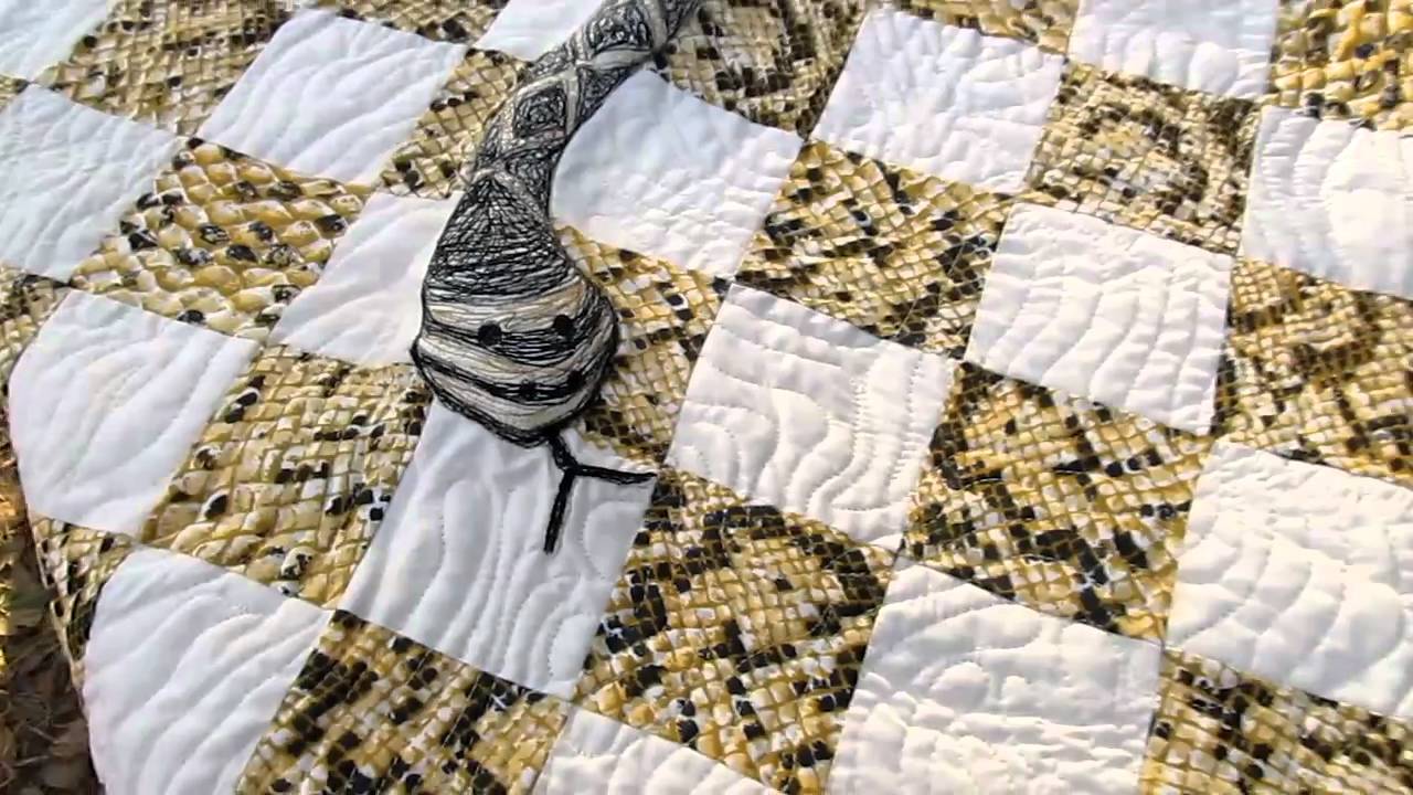 a Quilt with a 3D snake on it that my wife Ann made on a Nolting long ...