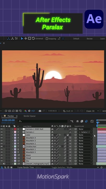 Camera 3D Parallax Landscape Animation in After Effects Tutorials.# ...