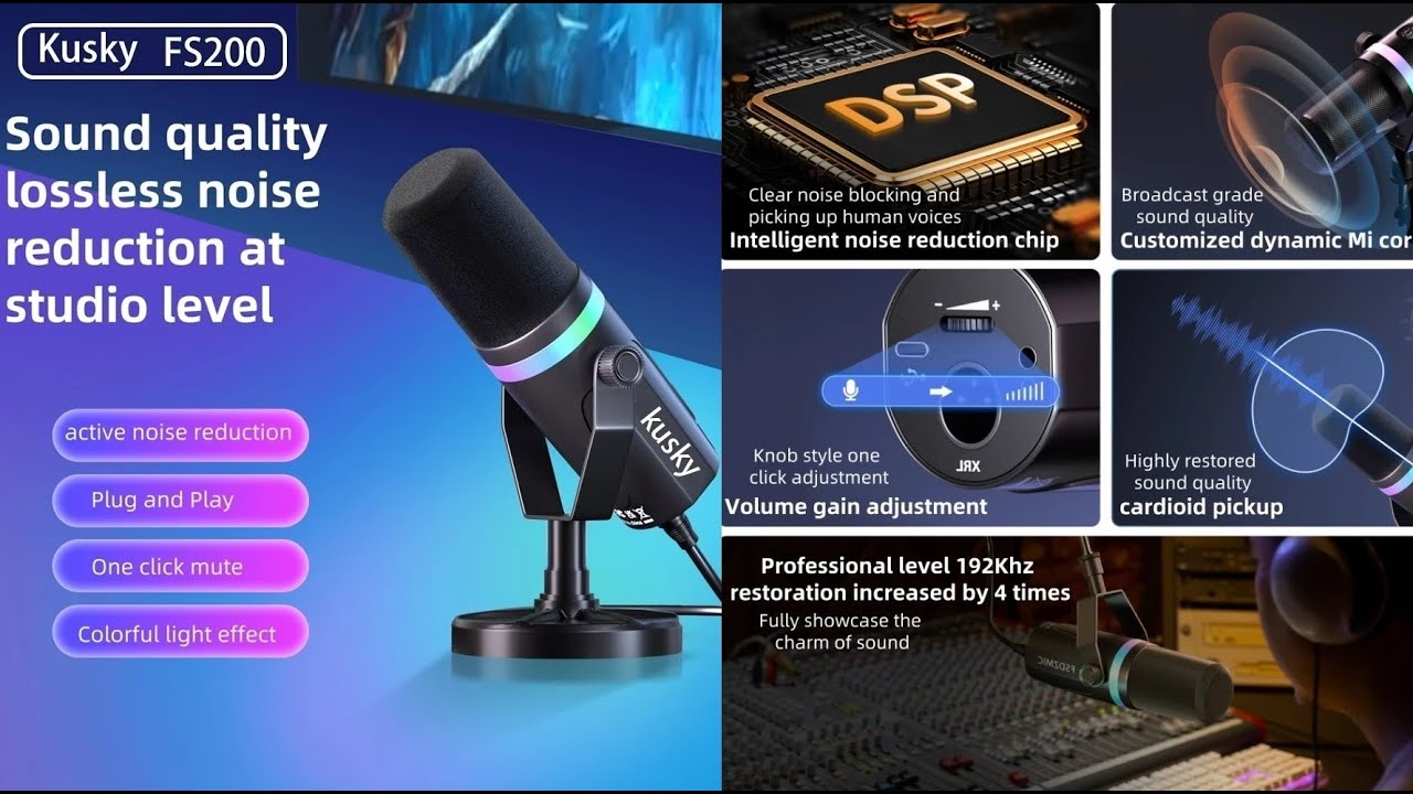 Micrô Chơi Game Kusky FS200 RGB - YouTube