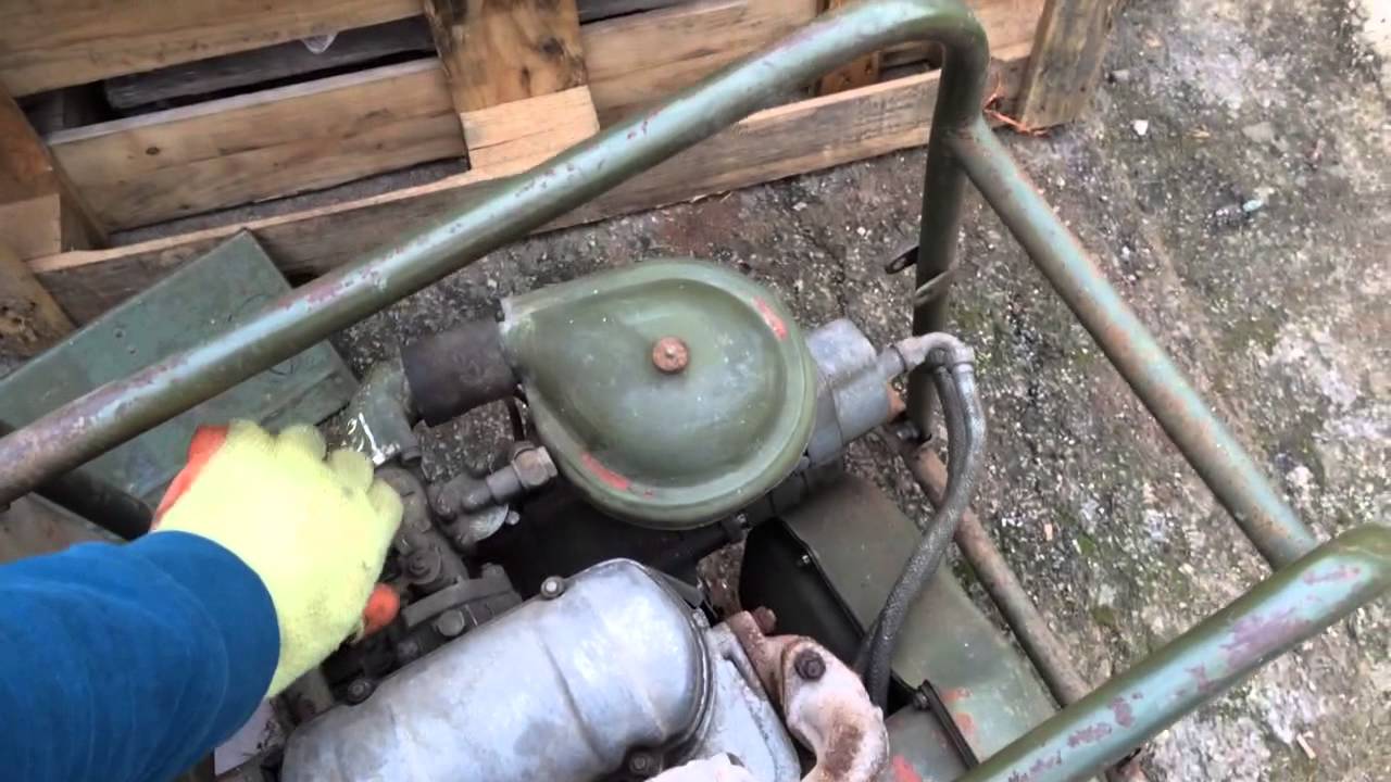1983 Russian Army generator air cooled four stroke twin - YouTube