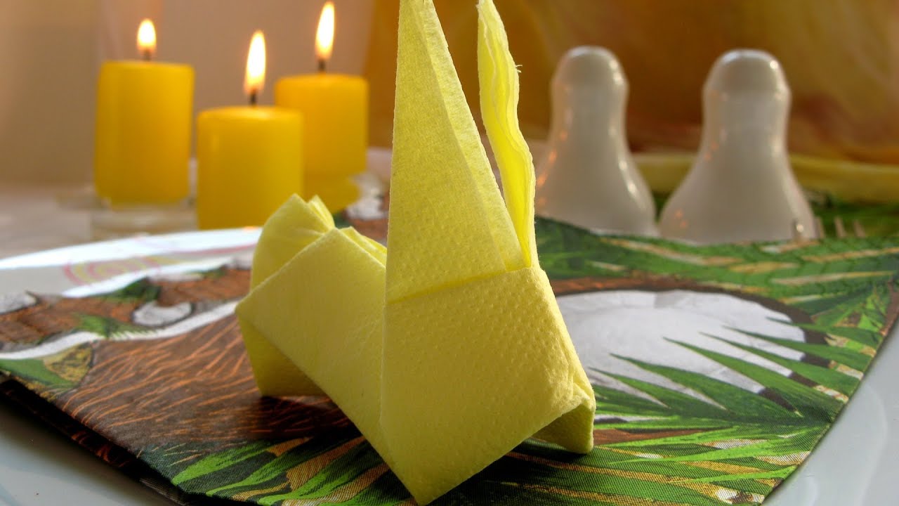 Origami Rabbit (Bunny)🐰Table Napkin Folding Tutorial - YouTube