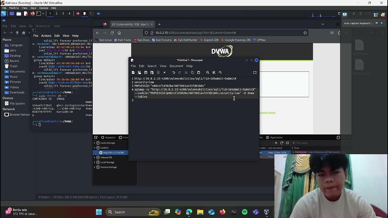 SimulasiSQL Injection dengan SQLMAP di kali linux dengan target DVWA - YouTube
