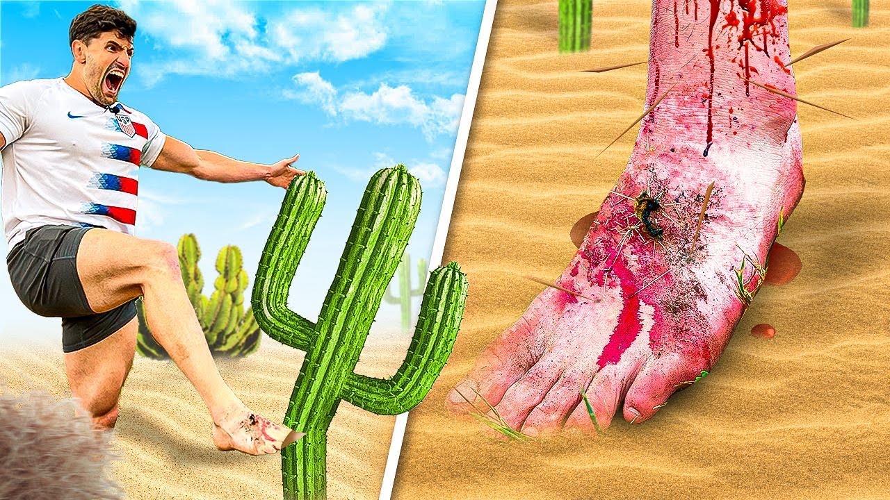Kicking a CACTUS so Nobody else has to *FEET DESTROYED* - YouTube