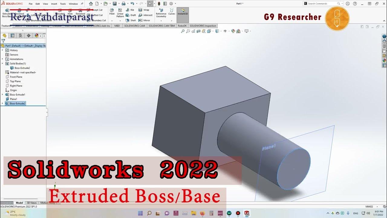 SE 101 How to Use Extruded Boss Base Solidworks Tutorial for Beginner - YouTube