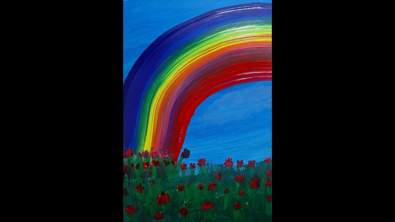 Paint with me | Easy Rainbow Acrylic Painting | Colorful Landscape for ...
