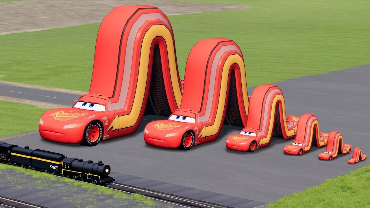 Big _ Small Long Lightning Mcqueen vs Trains _ BeamNG.Drive1 - YouTube