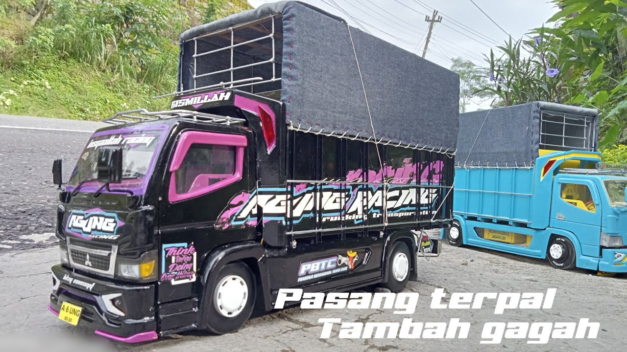 Tutorial pasang terpal krodong / terpal kotak di miniatur truk canter ...