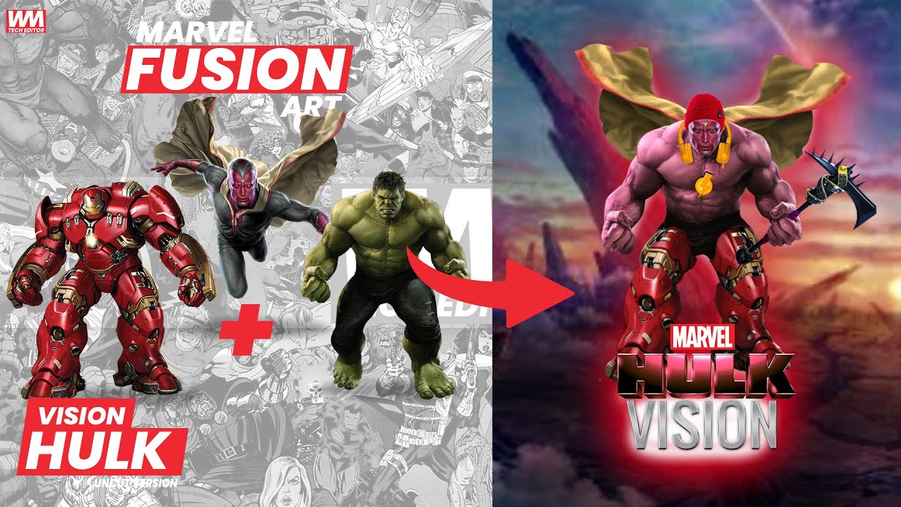 HULK + HULK BUSTER + VISION MARVEL⚡️Fusion Art | Marvel Character ...