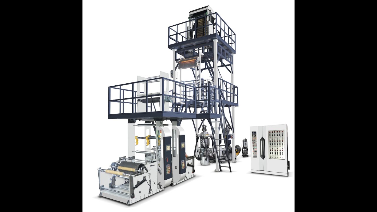 ABC 3 Screws 3 layers film blown machine with double winder - YouTube