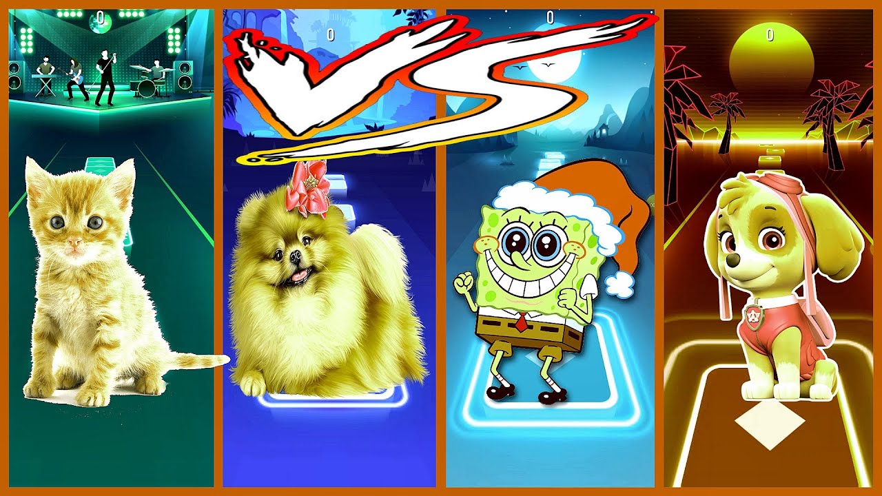 Cat VS Dog VS Spongebob VS Skye Game Tiles Hop - YouTube