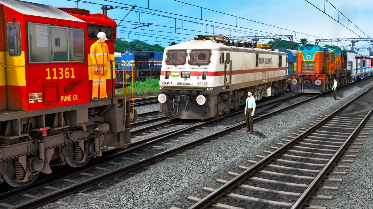 Three Trains at the Same track due to track fault -:- Emergency Stops - Train Simulator - YouTube