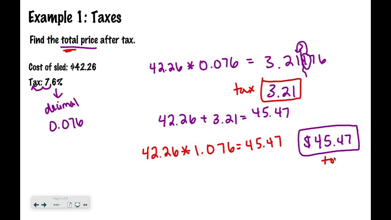 Pre-Algebra 2-4: Taxes, Tips, Markup, and Discounts - YouTube