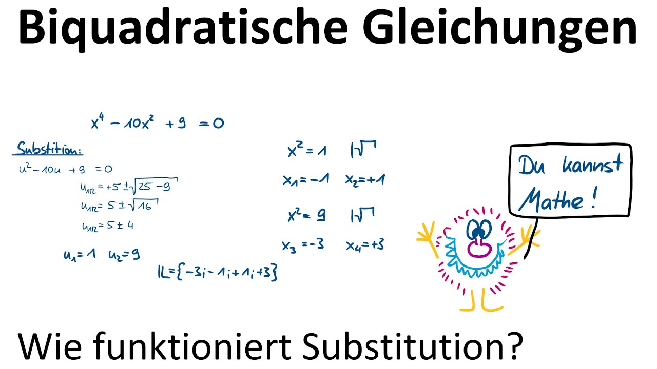 Biquadratische Gleichungen #1 – Beispiel, Substitution - YouTube