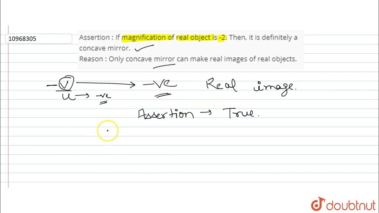 Assertion : If magnification of real object is -2. Then, it is ...
