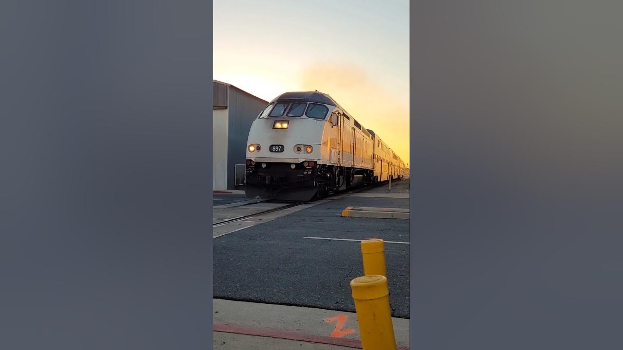 SCAX 897 leads Metrolink out of Covina Station ay golden hour. #trains #metrolink #transit # ...