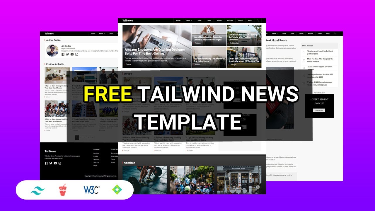 Free Download Tailwind News Template - YouTube