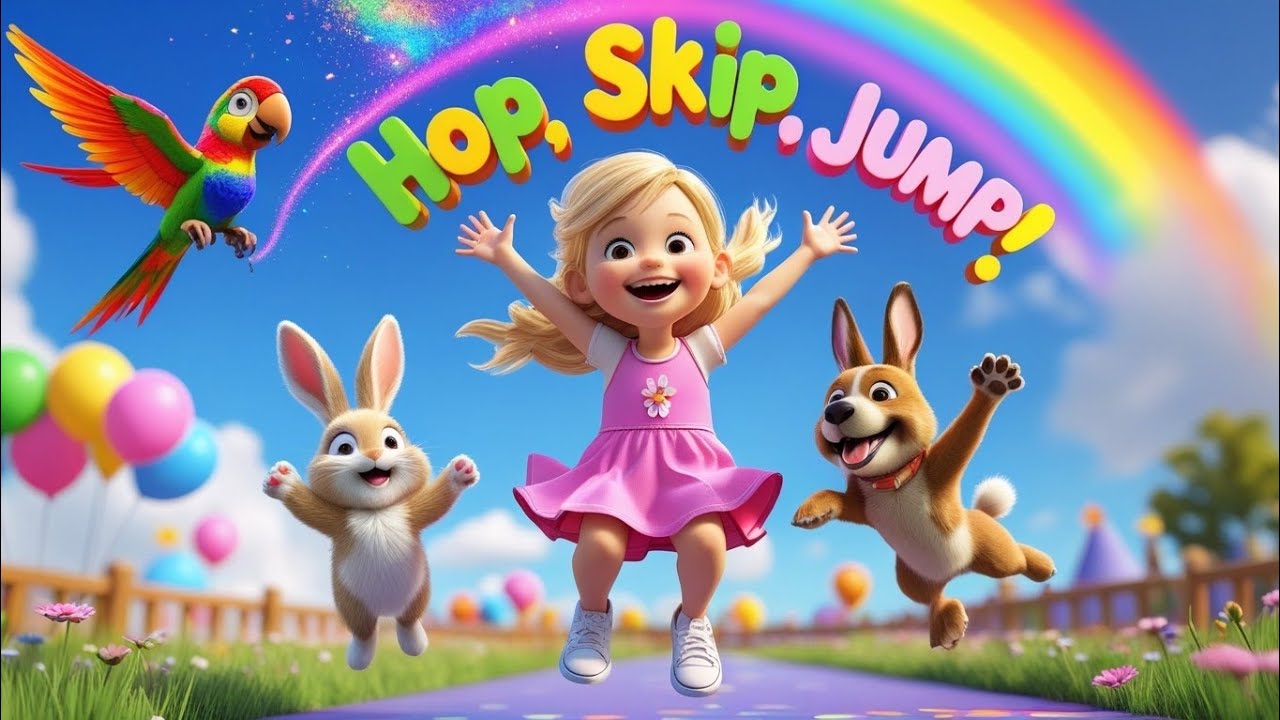 Hop, Skip, Jump Along! | Fun Nursery Rhyme for Kids | Dance, Sing ...
