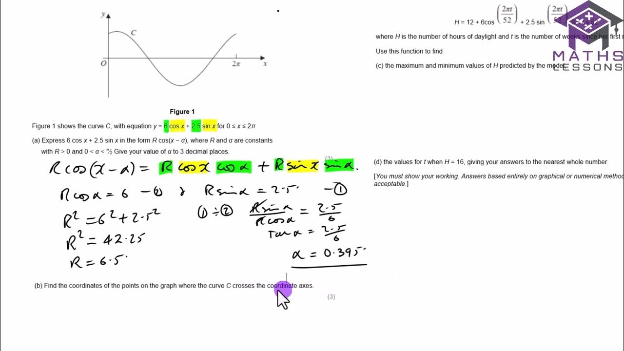 A level maths trigonometry Rcos(x - a) and modelling functions - YouTube