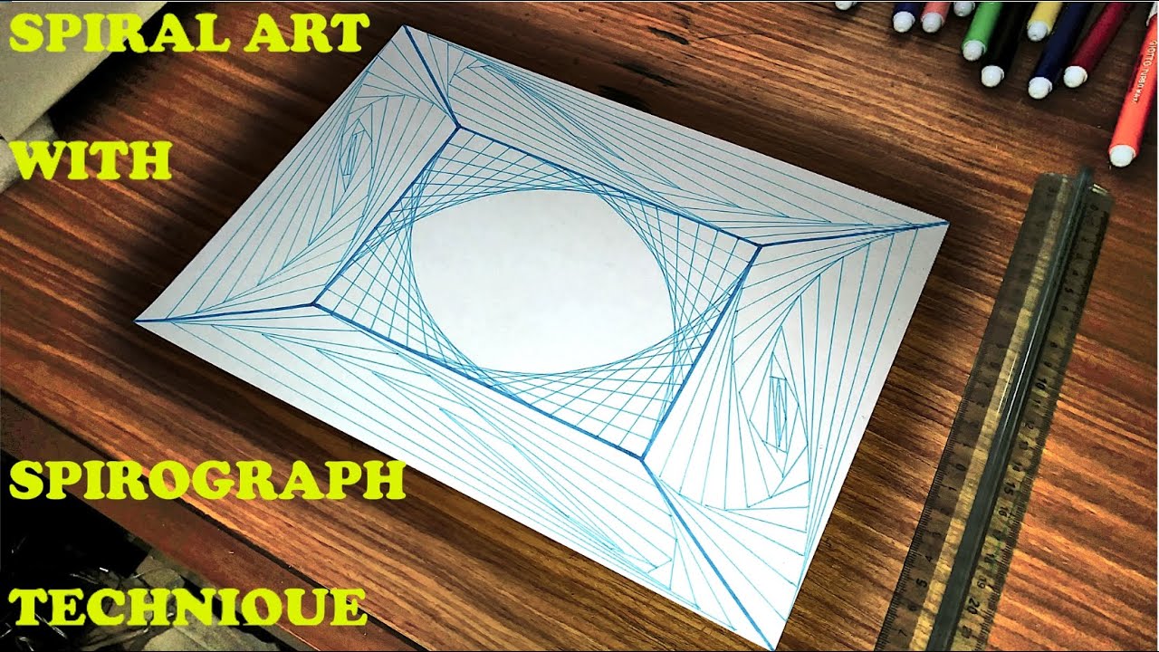 DRAWING SPIRAL ART WITH SPIROGRAPH TECHNIQUE INSIDE | RECTANGLE WITH ...