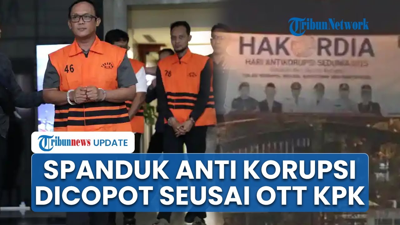 Spanduk Hakordia di Rumah Dinas Bupati Lampung Tengah Dicopot seusai OTT KPK yang Menjerat ...