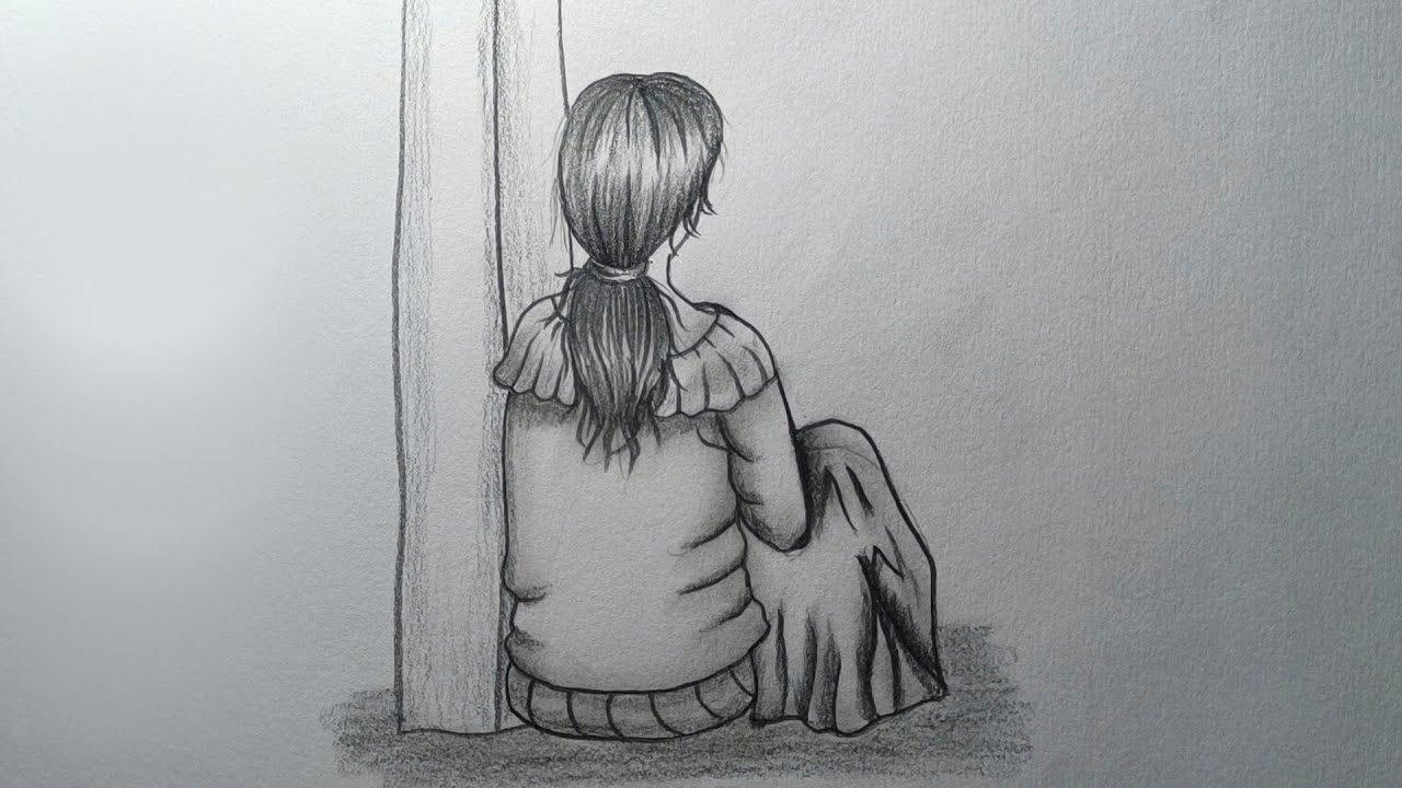 How to draw a sitting girl with pencil - A sitting girl drawing - Ripa ...