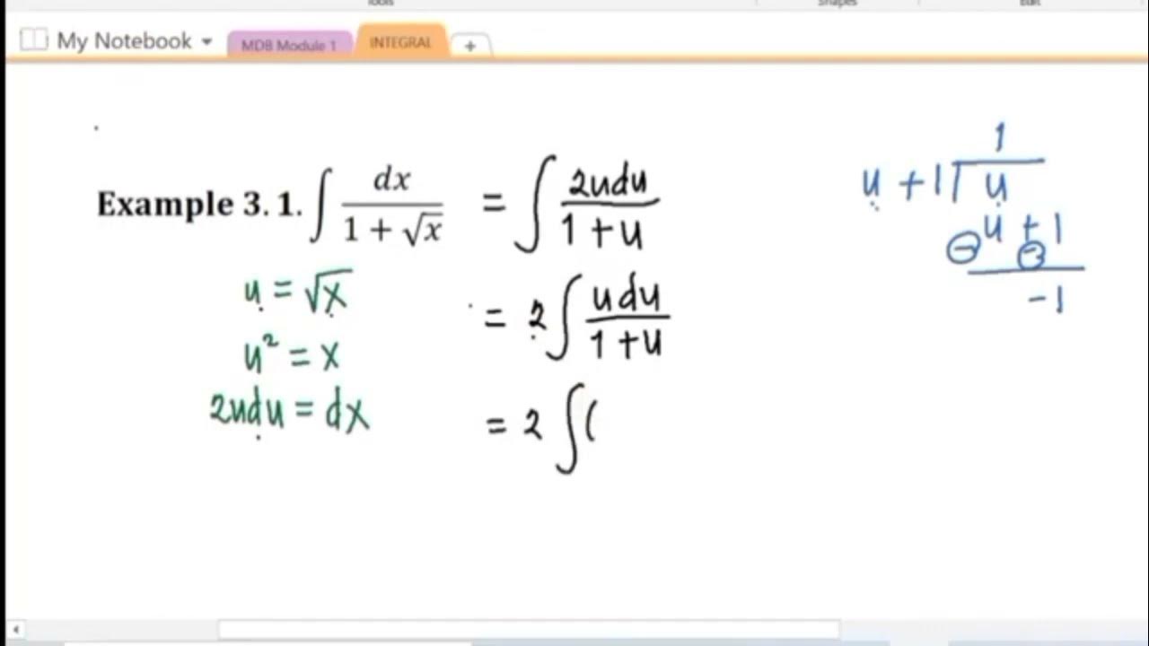 Problem 1 Integration by Algebraic Substitution - YouTube