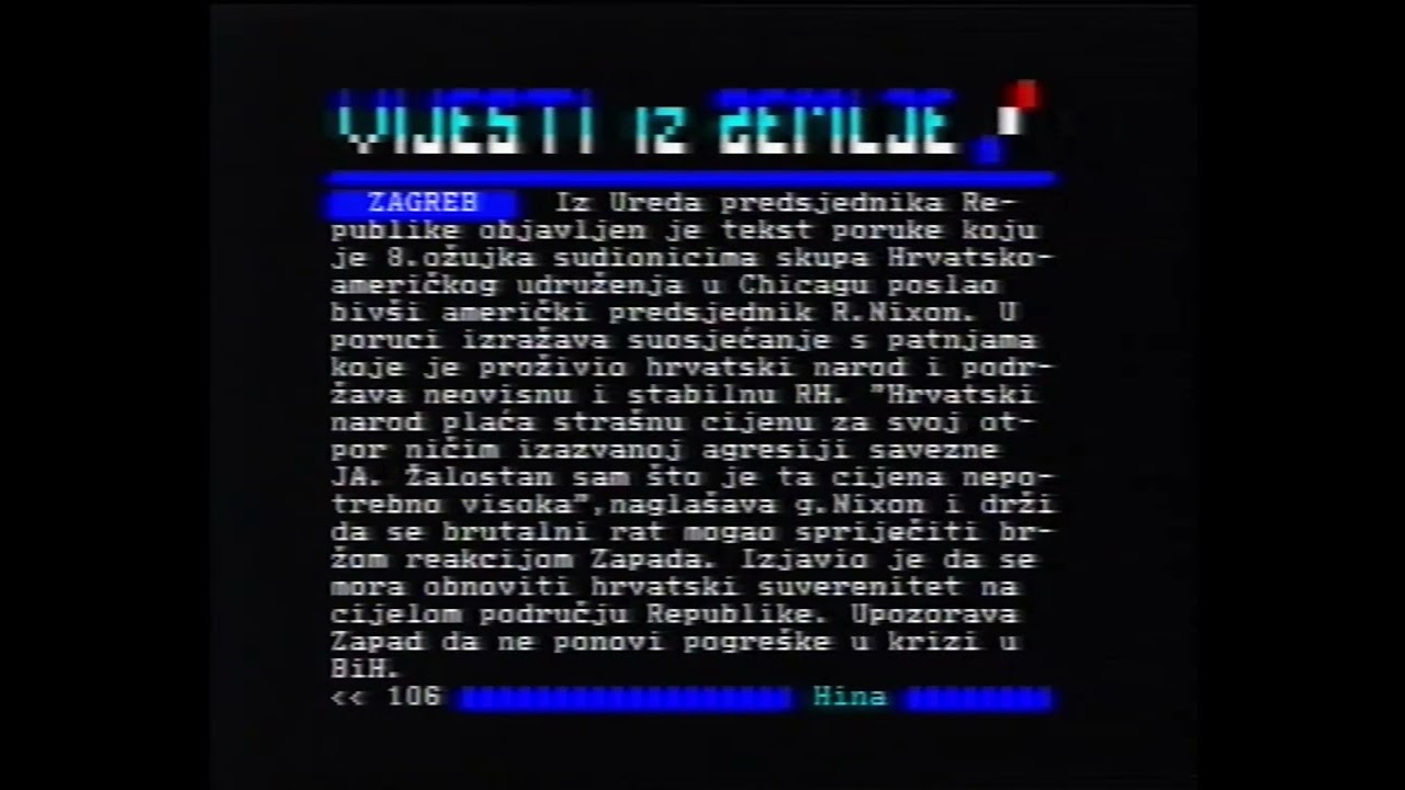 [1080p60] HRT 2, 1992. - odjava, videostranice i kraj programa - YouTube