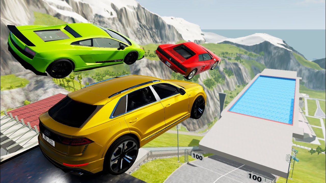 Expensive Cars High Speed Jumps In Empty Pool (Crash Test) - BeamNG ...