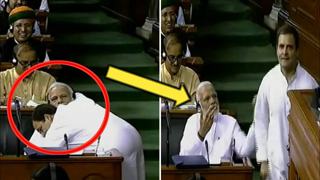 Rahul Gandhi Hugs Narendra Modi after his Speech | लोक सभा मे मोदी से ...