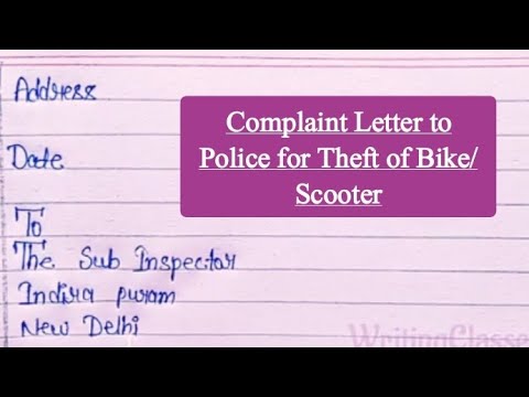 Complaint Letter to Police for Theft of Bike/Scooter - YouTube