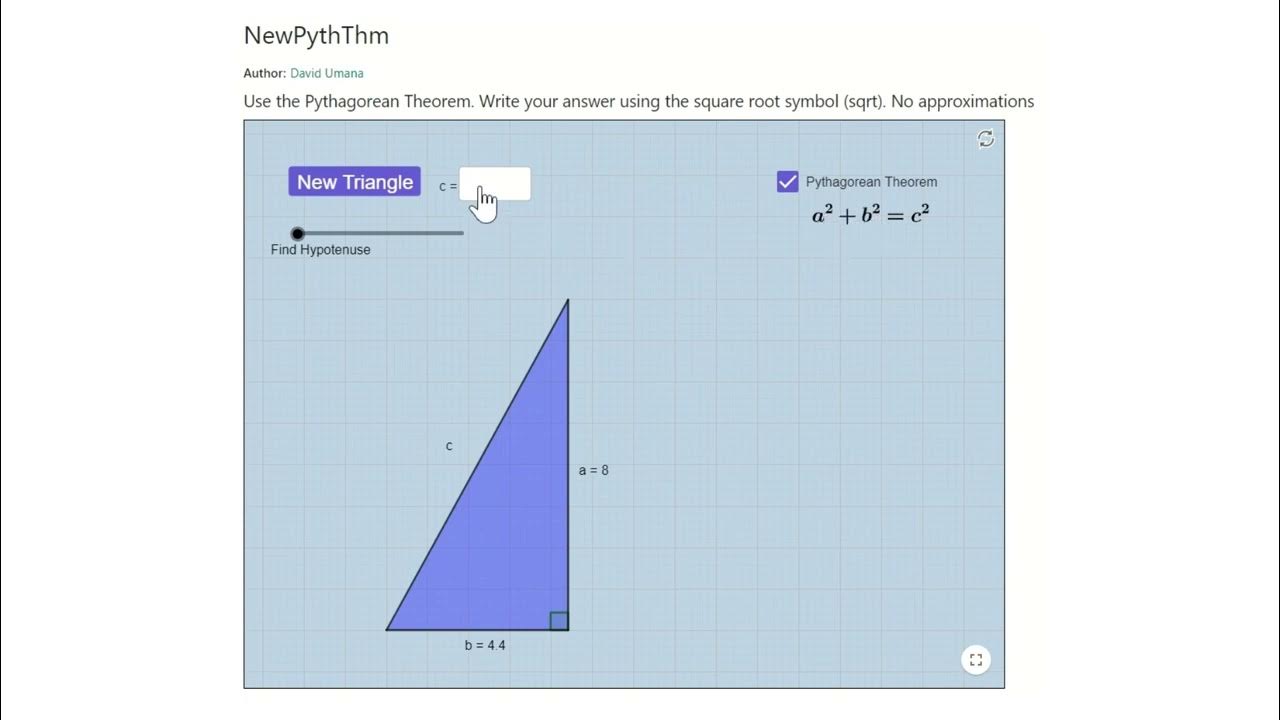 Pythagorean Theorem GeoGebra - YouTube