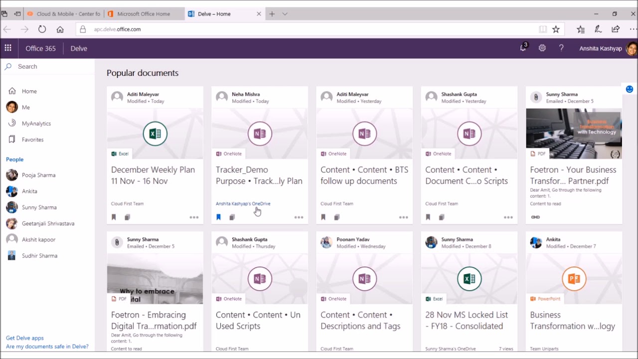How to mark a document as favorite in Microsoft Delve? - YouTube