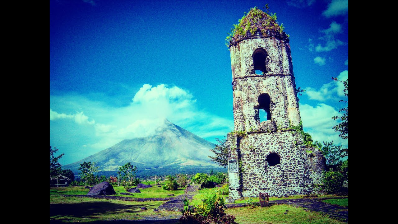 Cagsawa Ruins near active Mayon Volcano , Daraga , Philippines - YouTube