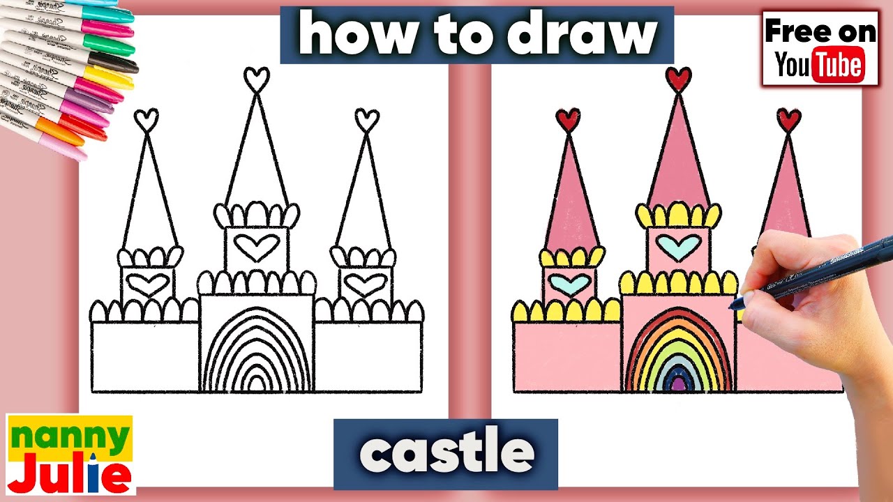How to draw a simple CASTLE for princess so easy small artists | Nanny ...