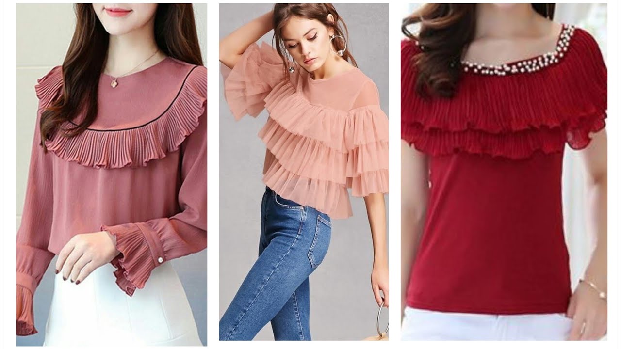 Frill style chiffon Tops design ideas for party wear / Elegant fancy ...