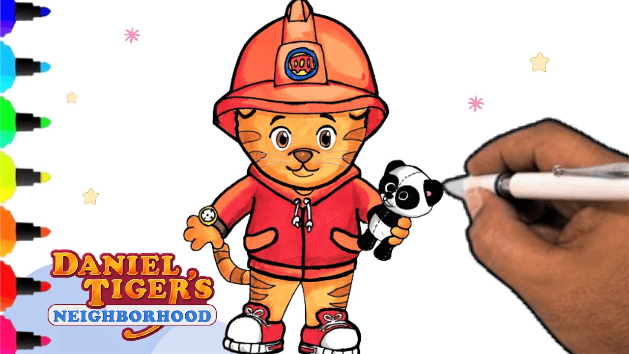 How to Draw and Colour Daniel Tiger | Daniel Neighborhood - YouTube