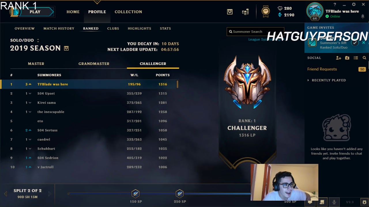 TF Blade hits EUW Rank 1 | after incredible 14days | ShowOFF - YouTube