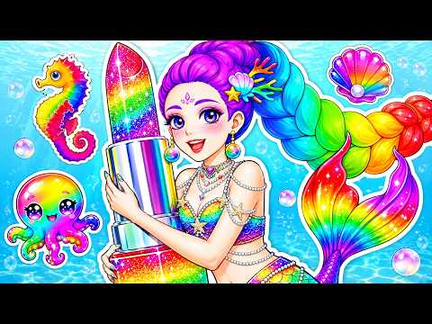 Rumi Colorful Mermaid Glow Up 🧜‍♀️💄 KPOP DEMON HUNTERS Paper DIY