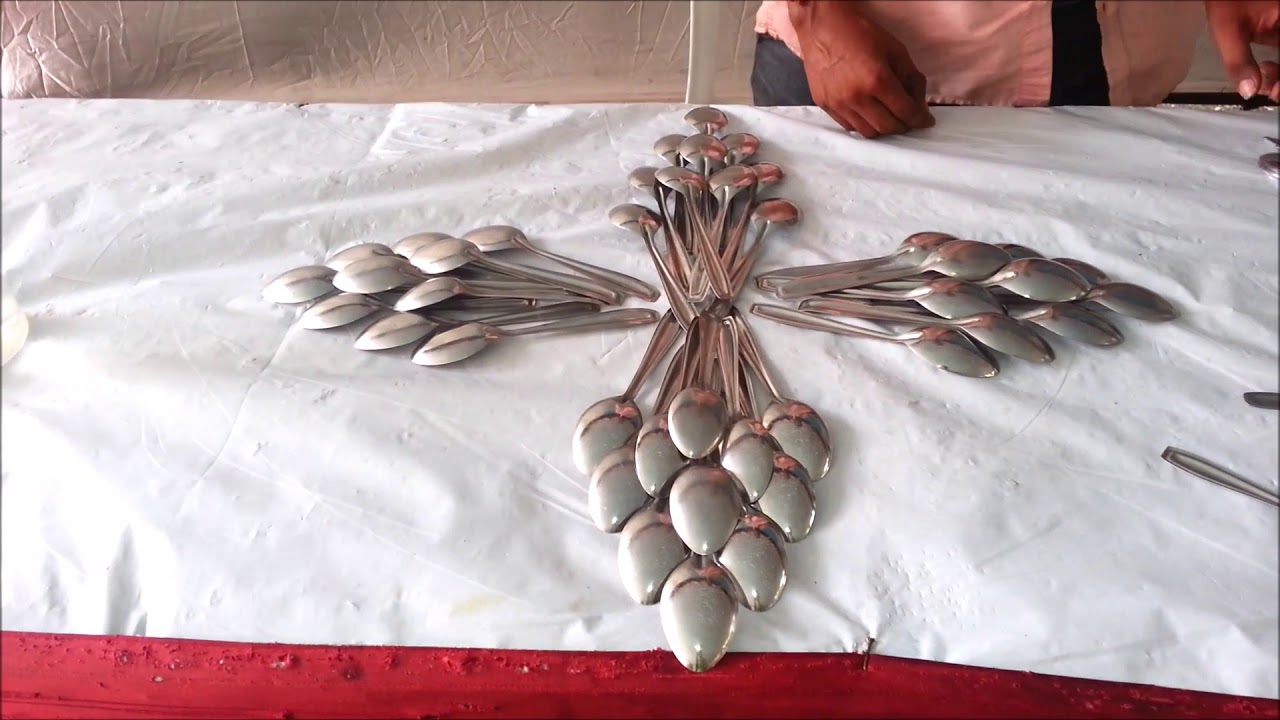 SIMPLE SPOON DECORATION | buffet display idea | simple spoon decoration ...