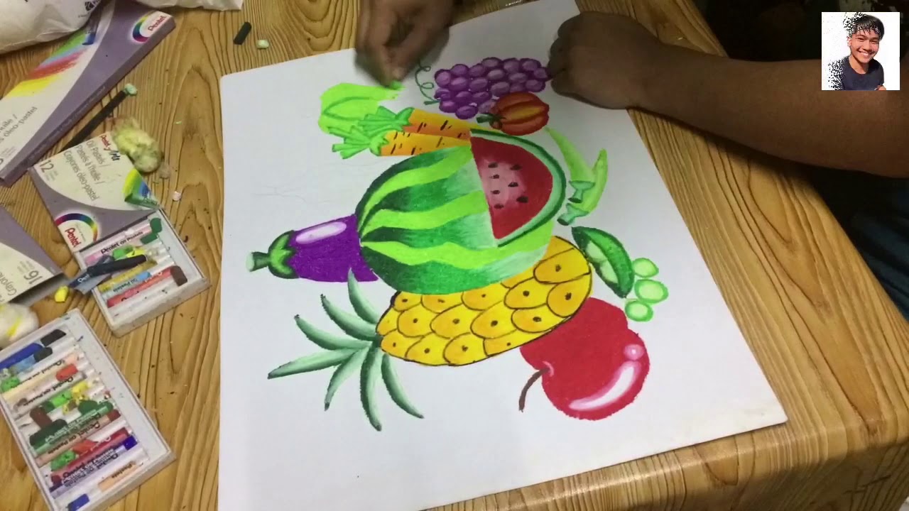 NUTRITION MONTH | How to Color Fruits and Veggies using Oil Pastels ...