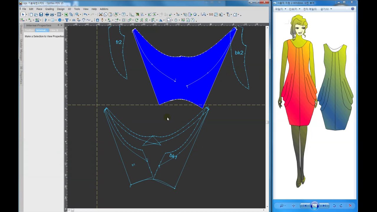 optitex cad pattern drafting cowl side dress 카울 드레스 - YouTube