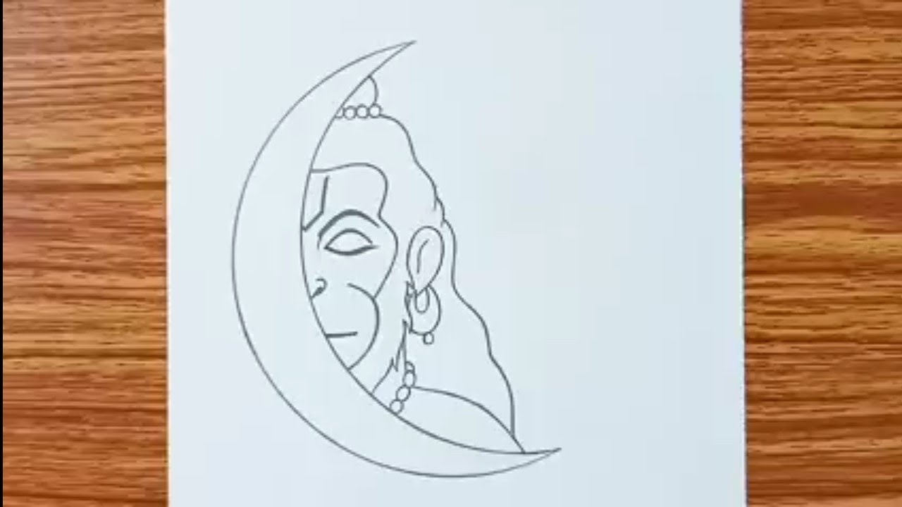 Hanuman with Moon Drawing | How to Draw Hanuman with Moon | Step by ...