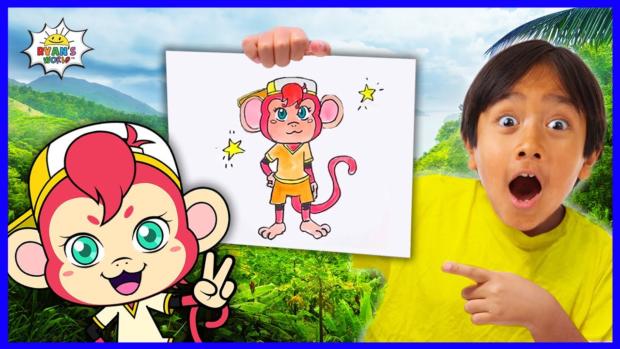 Learn how to draw Monkey Animal Pinky from Ryan's World! - YouTube