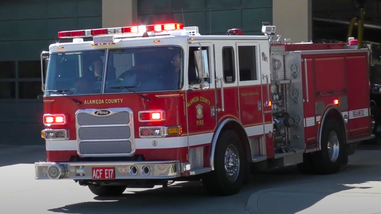 Alameda County Fire Dept. Engine 17 & Falck Ambulance Responding - YouTube